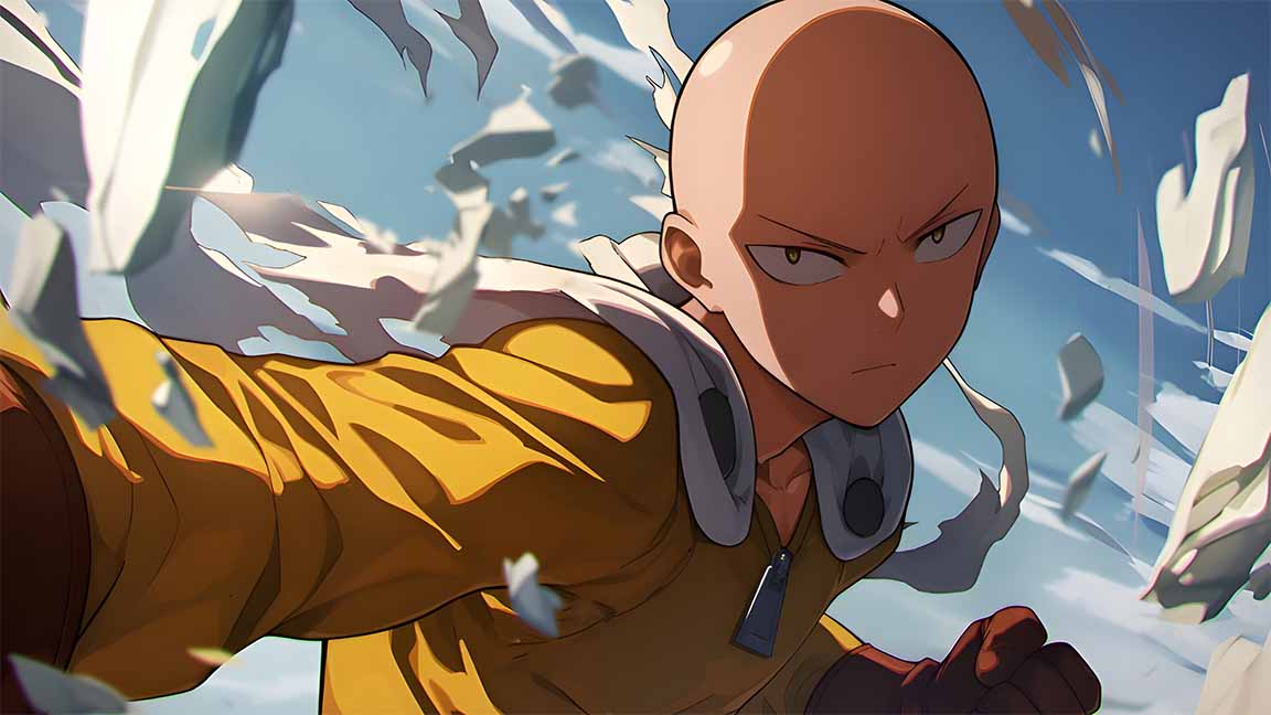 Saitama One-Punch Man Action Blast Desktop Wallpaper HD & 4K