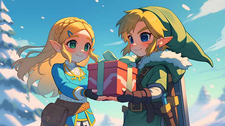 The Legend Of Zelda Link Sharing Festive Joy Desktop Wallpaper