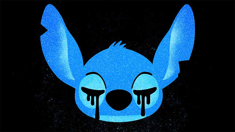 Stitch Dripping Tears Blue Glitter Desktop Wallpaper - 4K Wallpapers