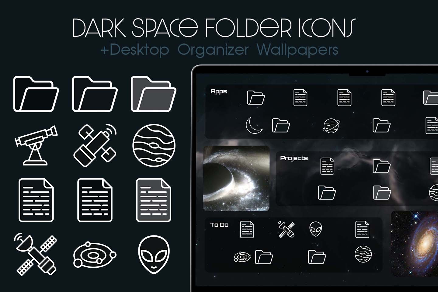 Dark Space Folder Icons - Wallpapers Clan